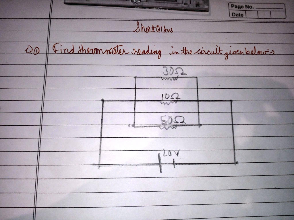 SOLVED: 'Find the ammeter reading given below'