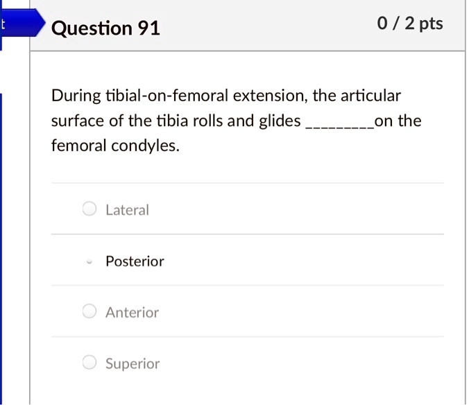SOLVED: During tibial-on-femoral extension, the articular surface of ...