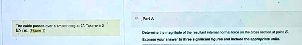 The cable passes over a smooth peg at C. Take w = 2 kN/m. (Figure 1 ...