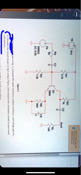 SOLVED: Calculations: + Vs 15 AC 0.02 SINE Vcc 2.1K 3. Simulate the ...