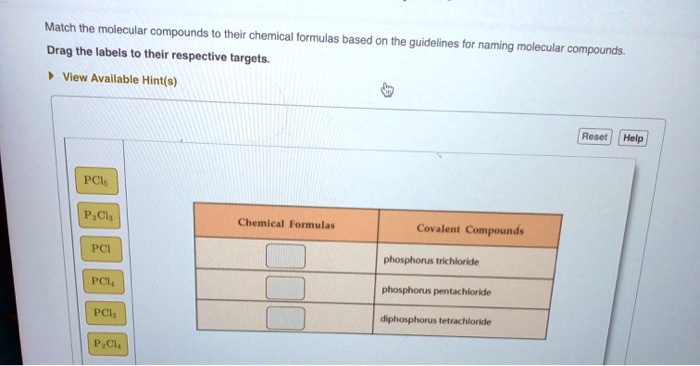 Match the molecular compounds to their chemical formulas based on the ...