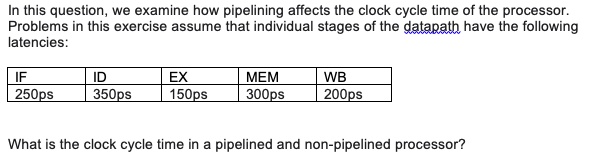 SOLVED: In this question, we examine how pipelining affects the clock cycle time of the ...