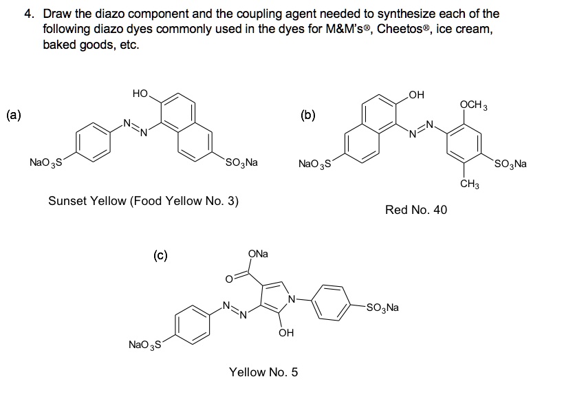 SOLVED:Draw the diazo component and the coupling agent needed to ...