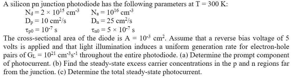 A silicon pn junction photodiode has the following parameters at T ...
