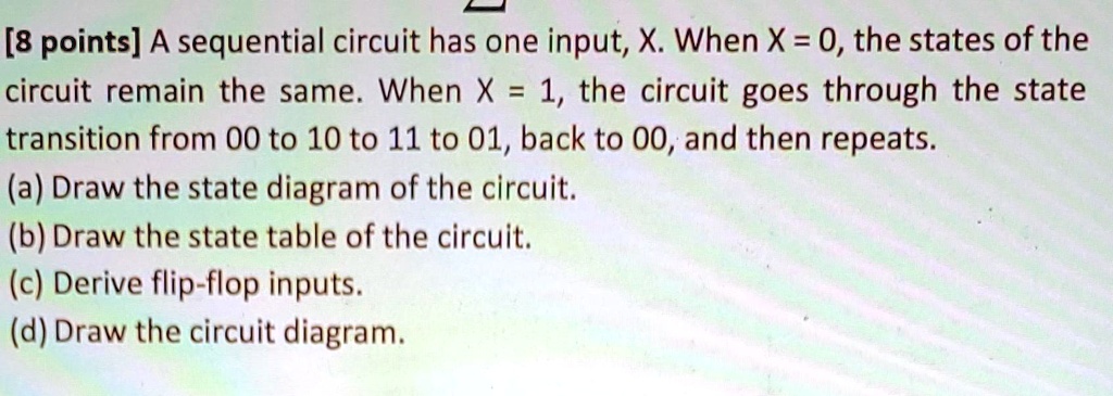 Solved 8 Points A Sequential Circuit Has One Input X When X 0 5276