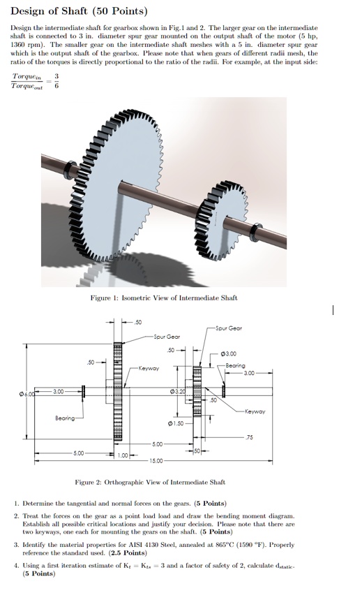 Design of Shaft (50 Points) Design the intermediate shaft for gearbox ...
