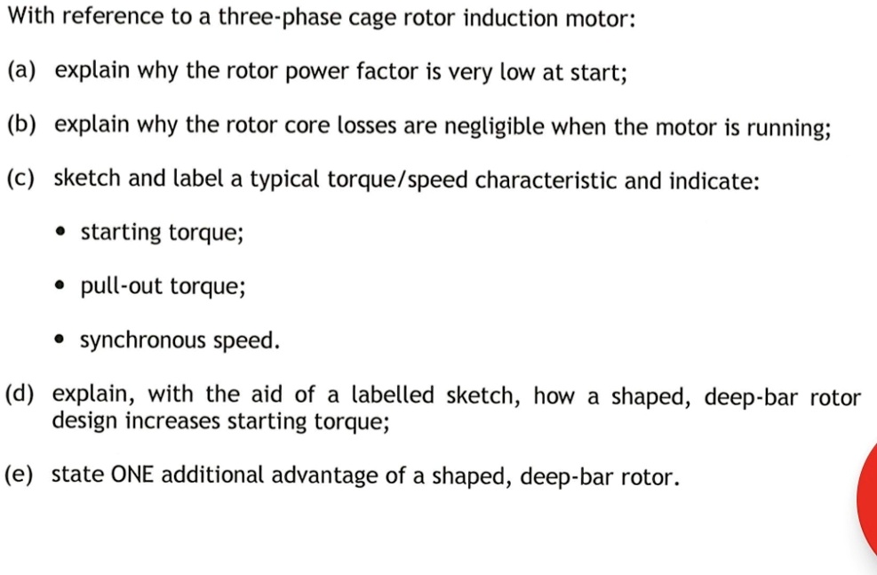 with reference to a three phase cage rotor induction motor a explain ...