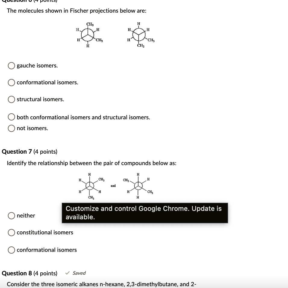 SOLVED: The molecules shown in Fischer projections below are: Question ...