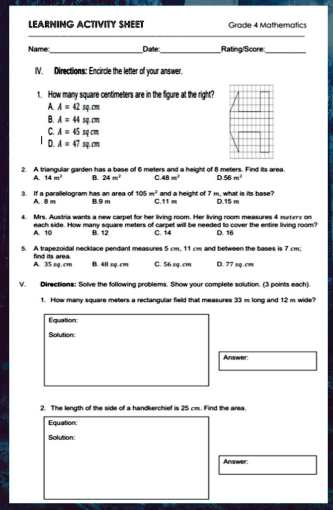 SOLVED: Math Learning Activity Sheet #3 LEARNING Activity Sheet Grade ...