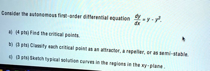SOLVED: Consider the autonomous first-order differential equation dy =y ...