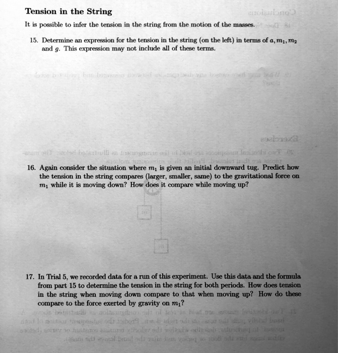 SOLVED: Tension in the String: It is possible to infer the tension in ...