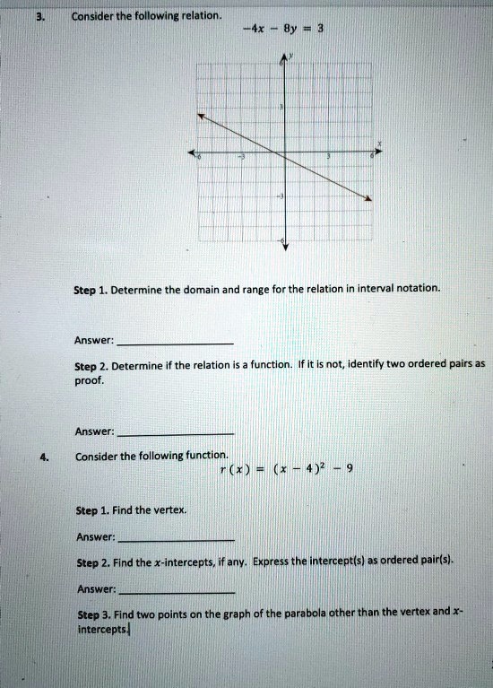 SOLVED: Consider the following relation: Step 1: Determine the domain and range for the relation ...