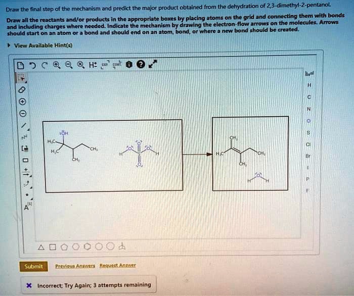 Draw the final step of the mechanism and predict the major product obtained from the dehydration ...