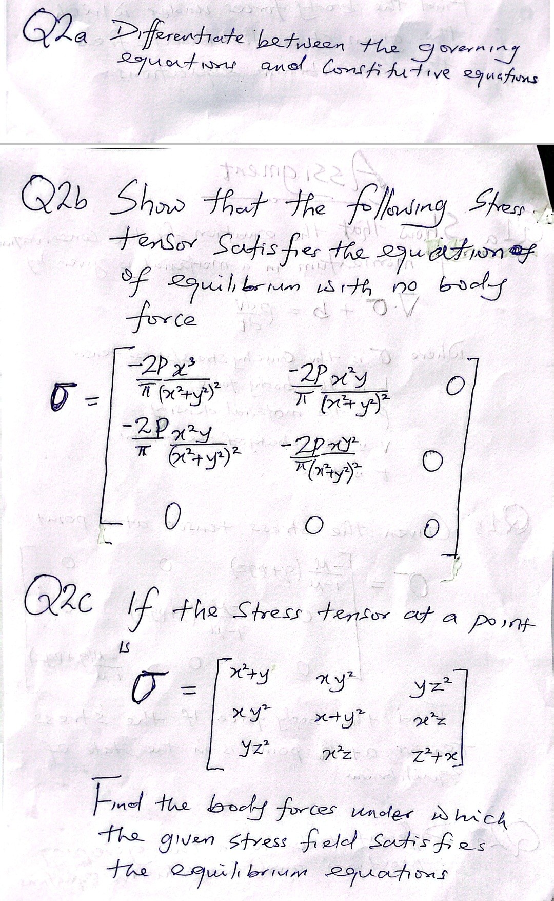 Q2a Differentiate between the governing equatioss and constitutive ...