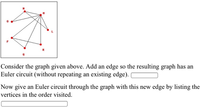 SOLVED: Consider the graph given above. Add an edge so the resulting graph has an Euler circuit ...