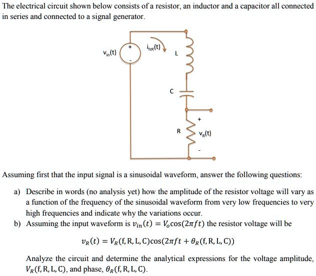 Solved The Electrical Circuit Shown Below Consists Of A Resistor An Inductor And A Capacitor