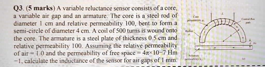[GET ANSWER] q3 5 marks a variable reluctance sensor consists of a core a variable air gap and ...