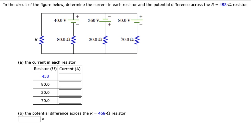 In the circuit of the figure below, determine the current in each ...