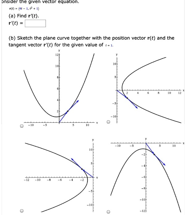 Solved Onsider The Given Vector Equation 4t 1 0 1 A Find R T