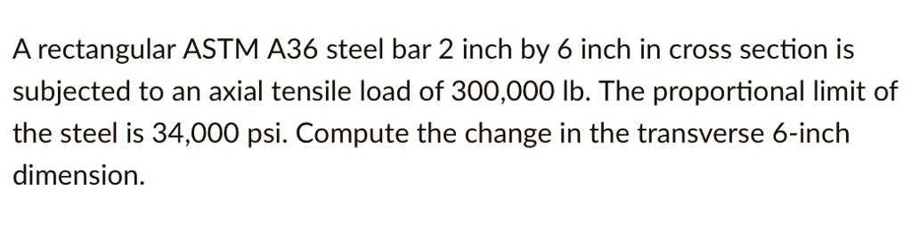 A rectangular ASTM A36 steel bar 2 inch by 6 inch in cross section is ...