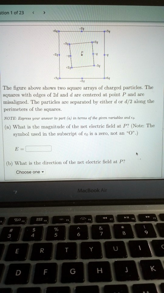 SOLVED: The figure above shows two square arrays of charged particles ...