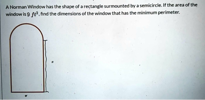 SOLVED: A Norman Window has the shape of a rectangle surmounted by a ...