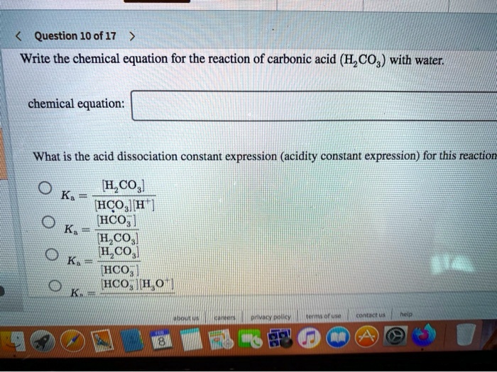 Solved Question 10 Of 17 Write The Chemical Equation For The Reaction