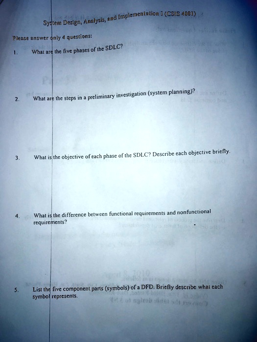 SOLVED: Please answer only 4 questions: What are the five phases of the ...