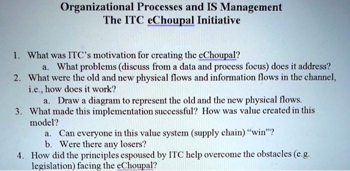 SOLVED: The ITC eChoupal Initiative Draw a diagram to represent the old ...