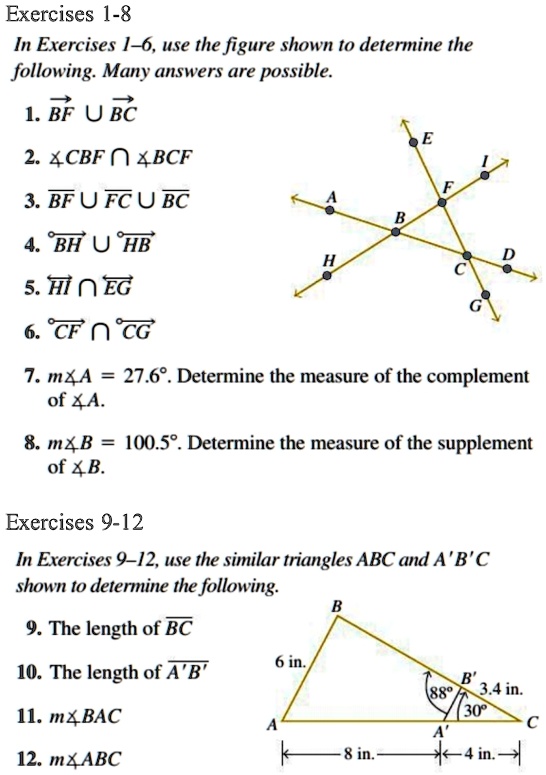 SOLVED: Texts: Exercises 1-8 In Exercises 1-6, use the figure shown to ... SOLVED: Texts: Exercises 1-8 In Exercises 1-6, use the figure shown to ...