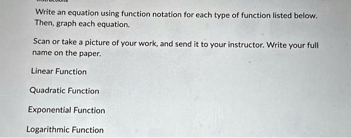 Write An Equation Using Function Notation For Each Type Of Function 6272