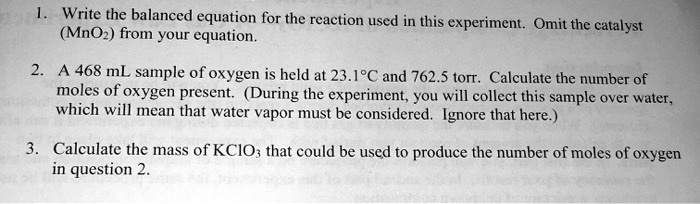SOLVED: Write the balanced equation for the reaction used in this ...