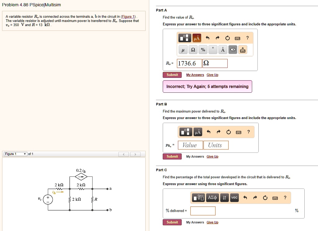 SOLVED: Part A,B, and C please! WILL THUMBS UP FOR CORRECT ANSWER. Appreciate you! Problem 4.86 ...