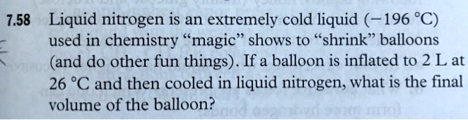 758 liquid nitrogen is an extremely cold liquid 196 c used in chemistry ...