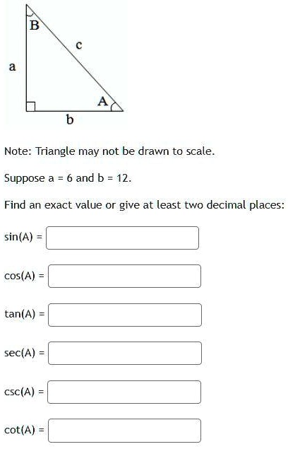 note triangle may not be drawn to scale suppose a 6 and b 12 find an ...