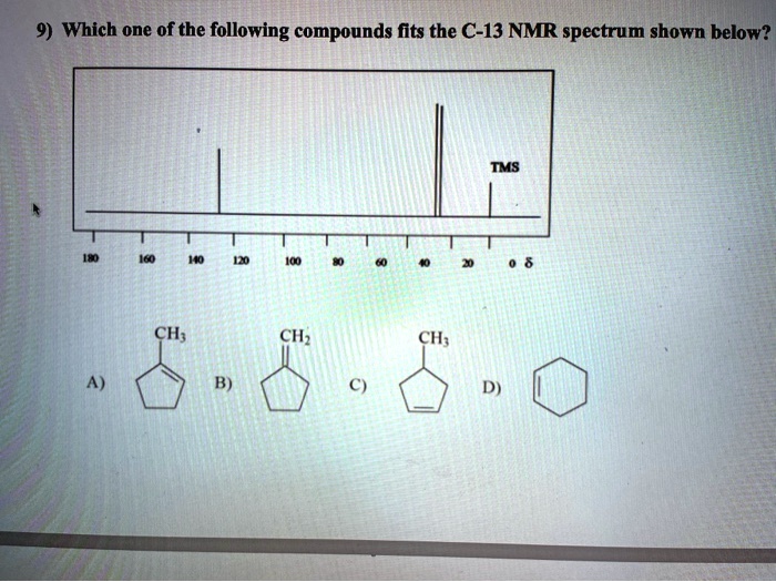 9) Which one of the following compounds fits the C-13 NMR spectrum shown below? CH; CHz