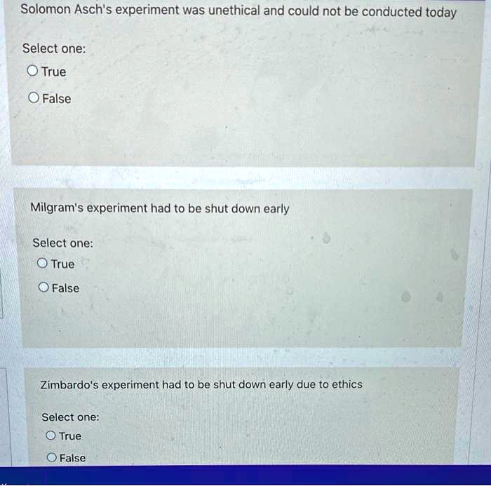 Solomon Asch's experiment was unethical and could not be conducted ...