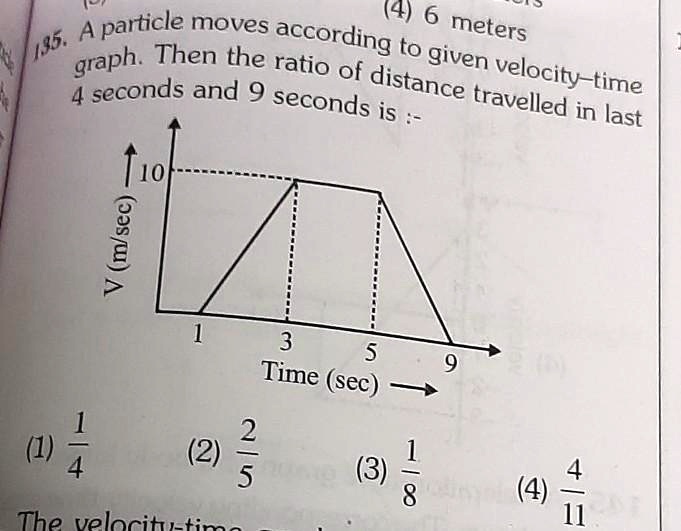 A particle moves according to a given velocity-time graph. Then the ratio of distance travelled ...