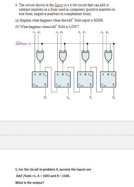4 the circuit shown in the figure is a 4 bit circuit that can add or ...