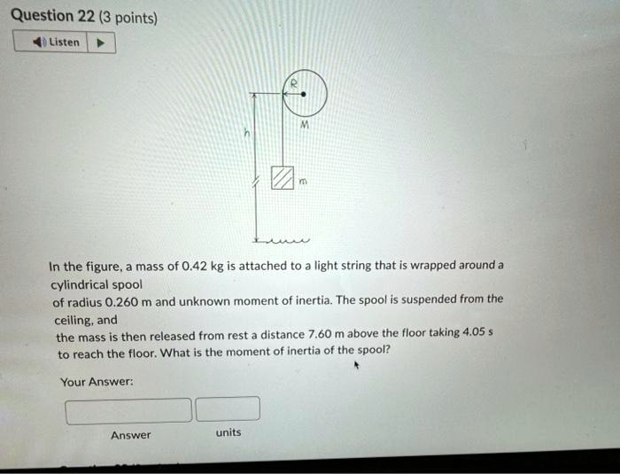 SOLVED: 22 Question 22(3 points) Listen In the figure,a mass of O.42 kg ...