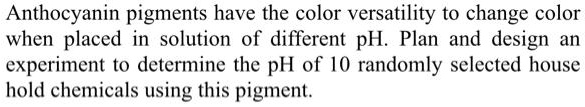 SOLVED: Anthocyanin pigments have the color versatility to change color ...