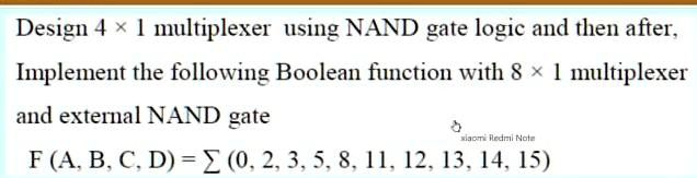 SOLVED: Design a 4-to-1 multiplexer using NAND gate logic and then ... SOLVED: Design a 4-to-1 multiplexer using NAND gate logic and then ...