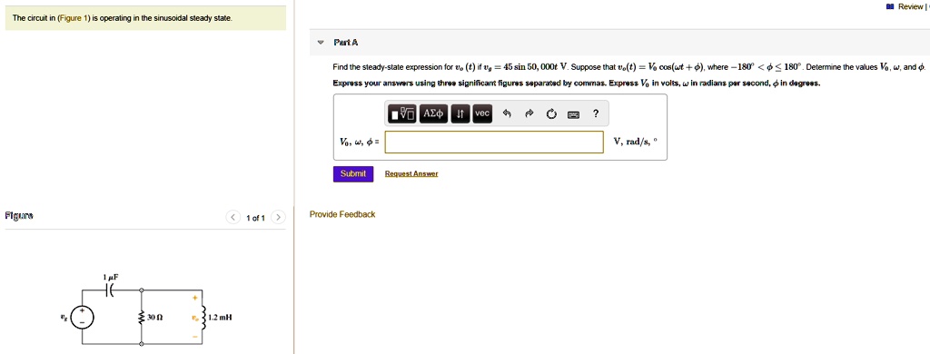 SOLVED: The circuit in Figure 1 is operating in the sinusoidal steady state. PertA: Find the ...