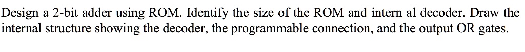 Design a 2-bit adder using ROM. Identify the size of the ROM and ...