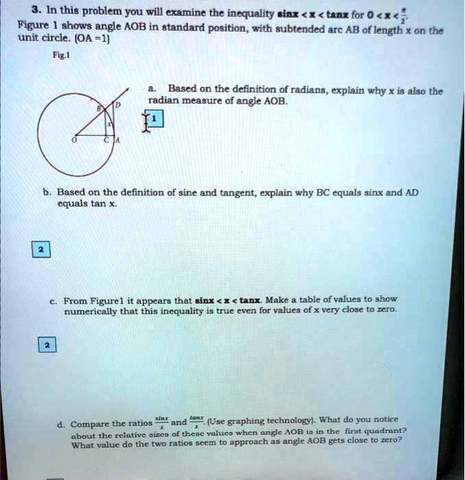 3. In this problem you will examine the inequality sin x