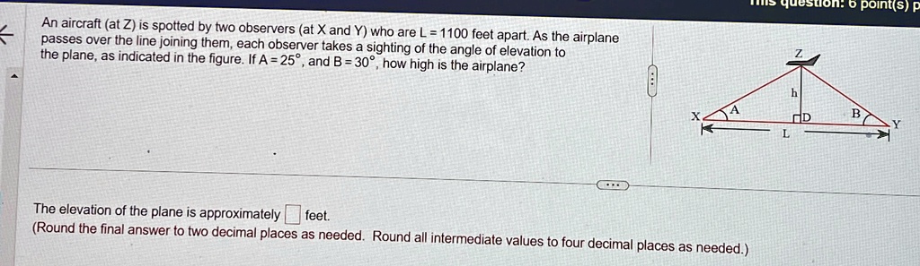 an aircraft at z is spotted by two observers at x and y who are l 1100 ...