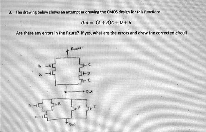 SOLVED: The drawing below shows an attempt at drawing the CMOS design ...