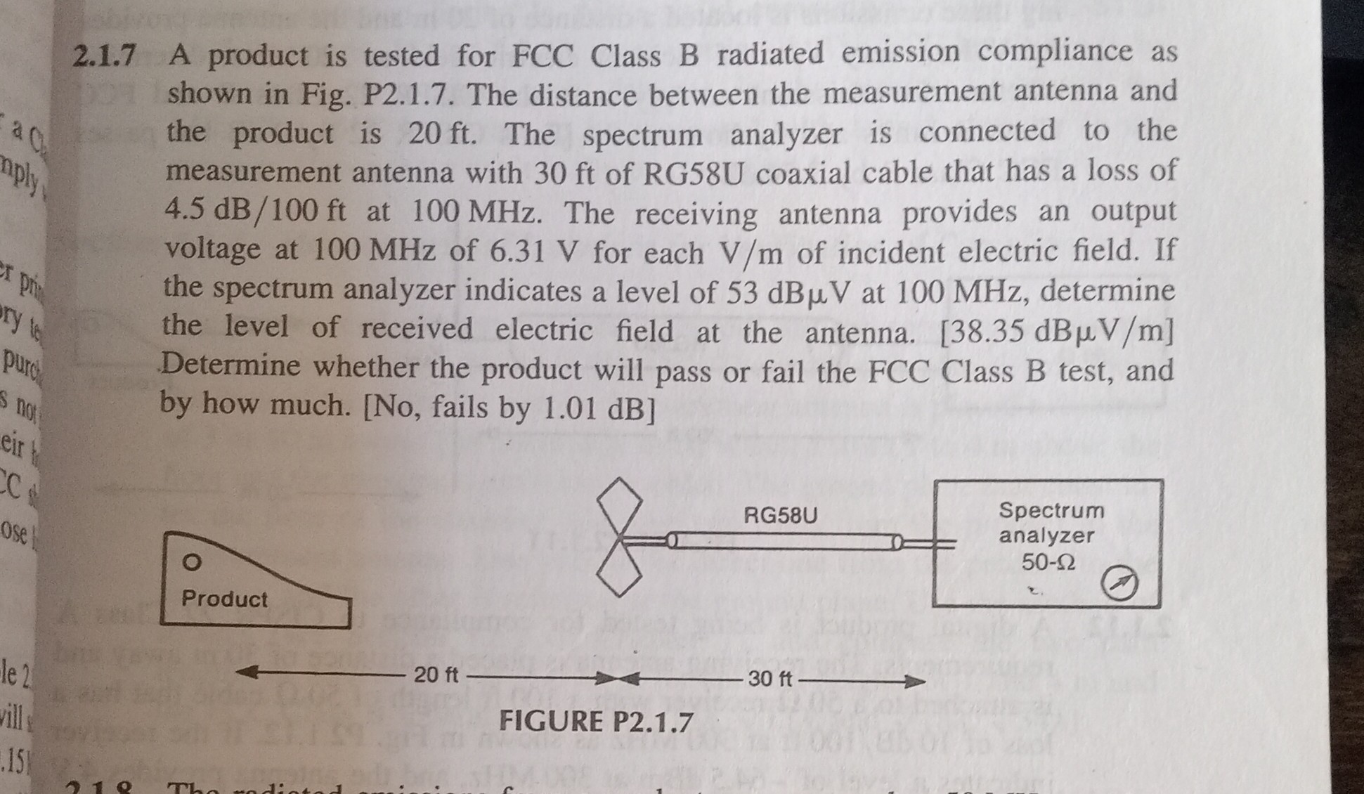 2.1.7 A product is tested for FCC Class B radiated emission compliance ...