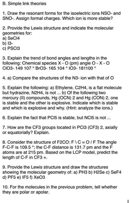 SOLVED:Simple link theories Draw the resonant forms for the isoelectric ...
