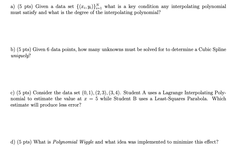 Solved 5 Pts Given Data Set Iiyi1 What Is Key Condition Any 2560